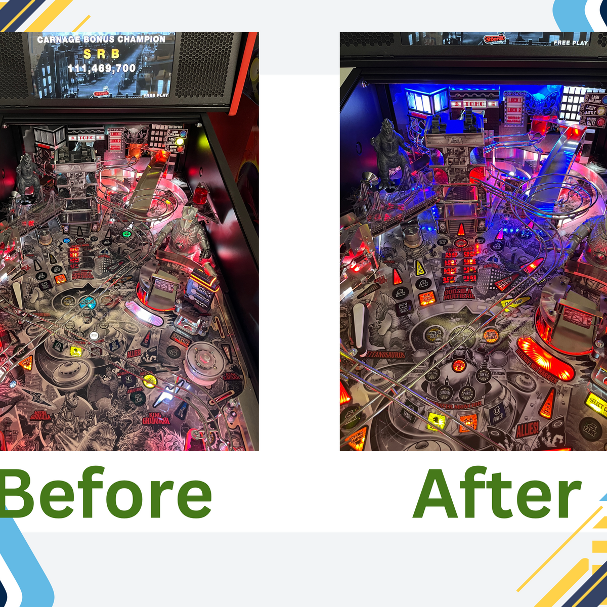 Godzilla 70th Anniversary Pinball Backboard Illumination – Mezel Mods